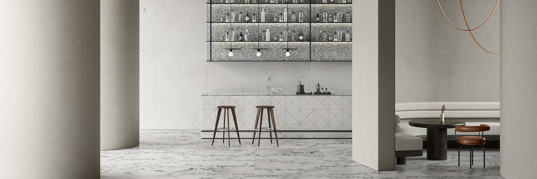 Ice Ink surfaces. Genesis, Quartz Collection. Compac