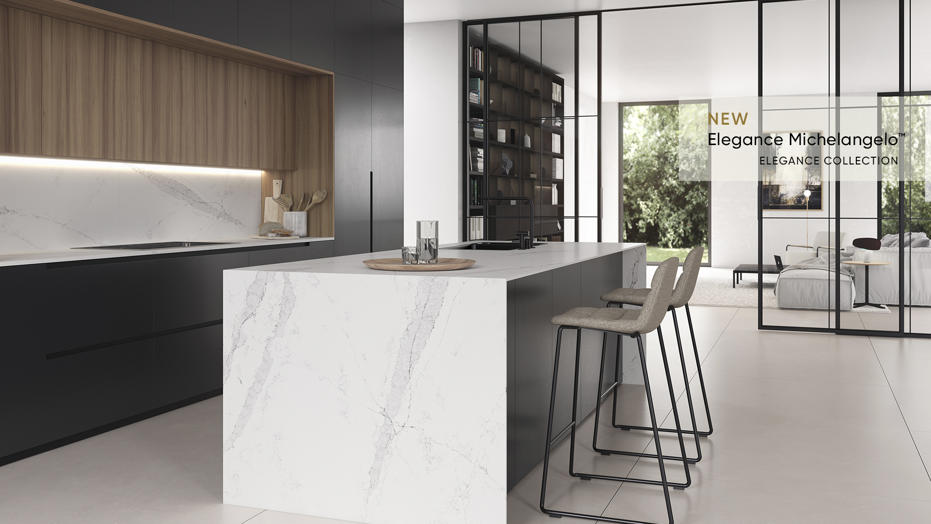 COMPAC. Superficies decorativas de Obsidiana, Mármol y Cuarzo.